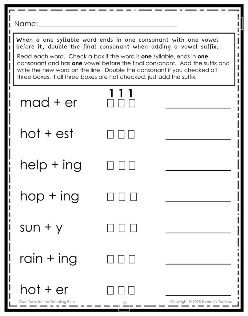 The 1-1-1 Doubling Spelling Rule – Teach it Like a Pro! – Tammys ...